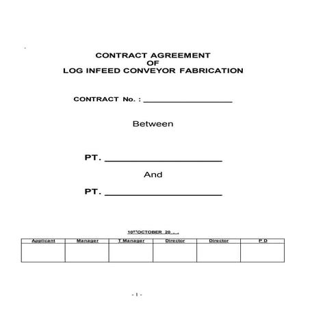 Contract Agreement of Log Infeed Conveyor Fabrication (Purchase this ...