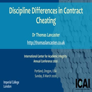 Contract Cheating - Celebrating 15 Years? Presentation for Internatio…