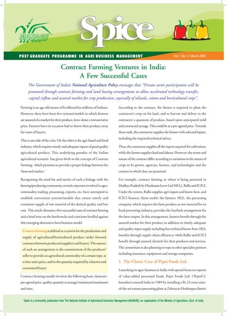 Contract farming | PPTX | Agriculture | Industries