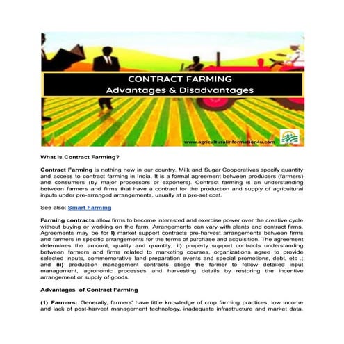 Contract farming - Advantages and Disadvantages | PDF