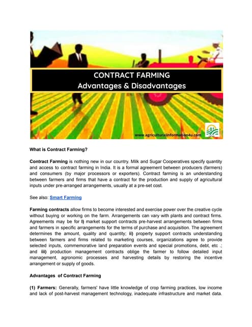 Contract farming | PPTX | Agriculture | Industries