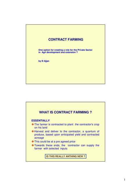 Contract farming | PPTX | Agriculture | Industries