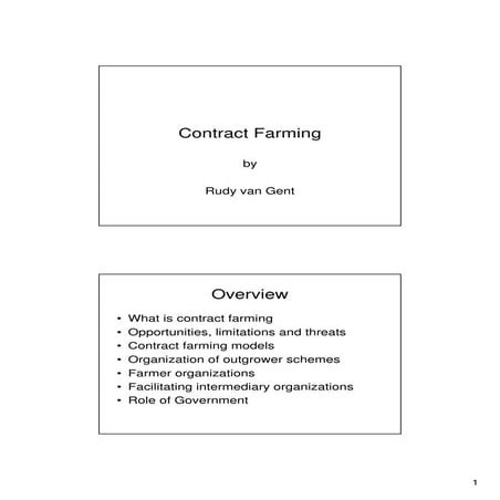 Contract Farming | PDF