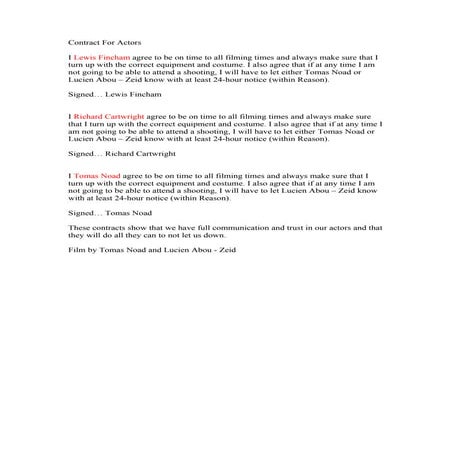 Contract for actors | DOC