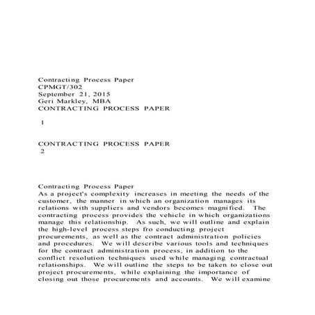 Contracting process paper cpmgt302september 21, 2015 | PDF