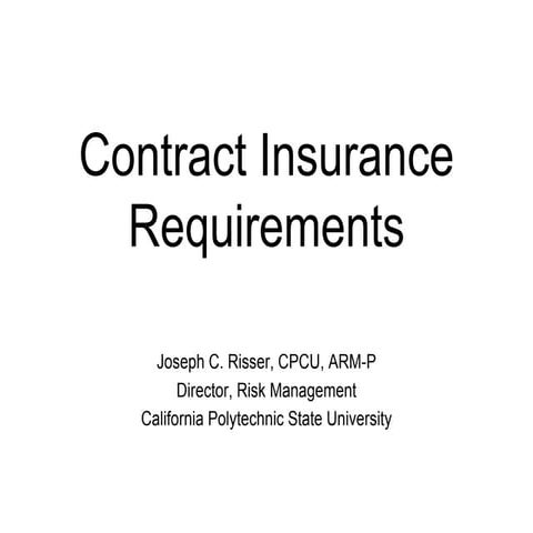 Contract Insurance Requirements | PPT
