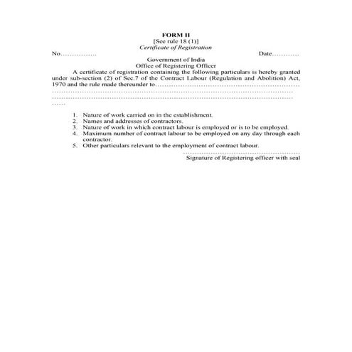Contractlabour form ii | PDF