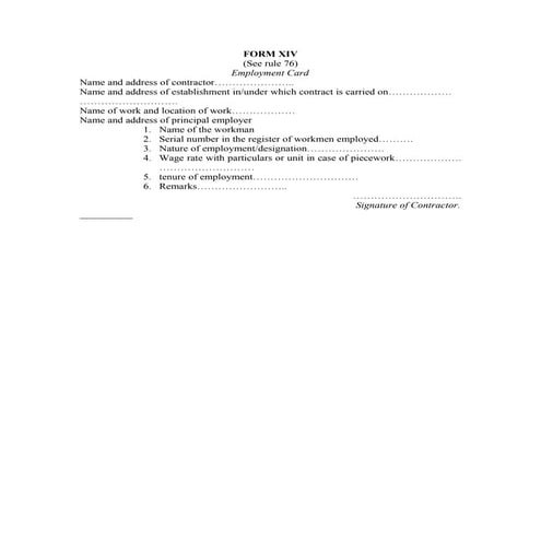 Contractlabour form xiv | DOC