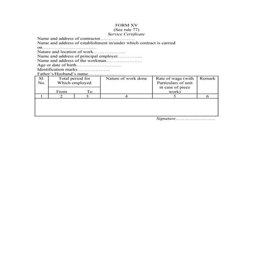 Contractlabour form xv | DOC