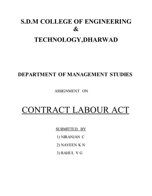 Contract labour act 1970 | PPT