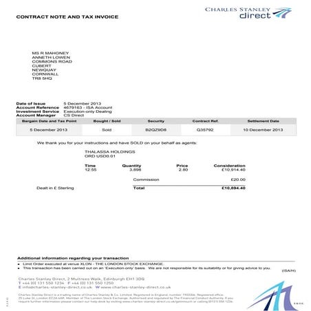 Contract note q35792 | PDF