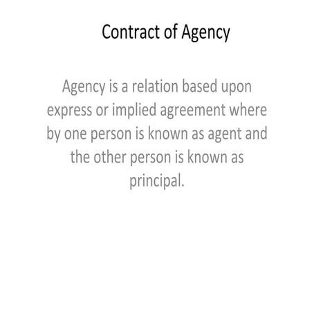 Contract Of Agency | PPT