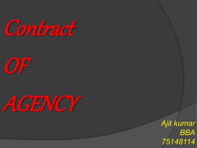 Contract of agency | PPT