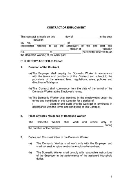 POEA Standard Employment Contract for Various Services | PDF | Human ...