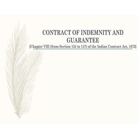Contract of indemnity and guarantee | PDF