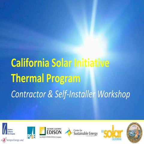 Solar Water Heating Contractor and Self Installer Training | PPT