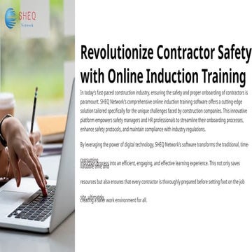 Comprehensive Online Induction Training Software for Contractors | PPT
