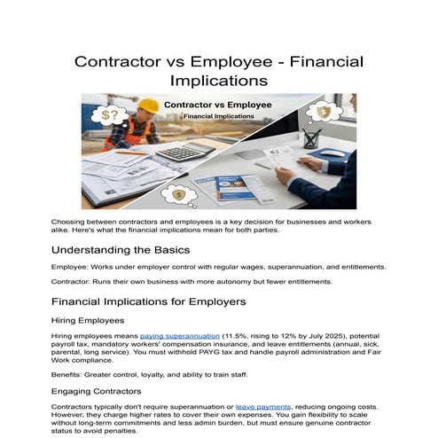 Contractor vs Employee - Financial Implications | PDF