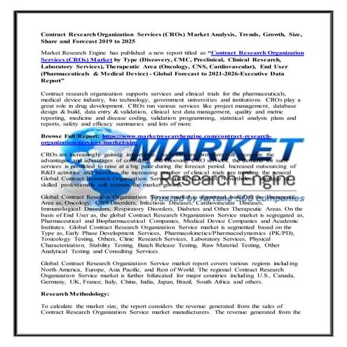 Contract research organization services (cr os) market | DOCX