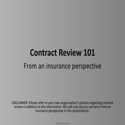 Contract Review 101 | PPT | Motor Insurance | Insurance