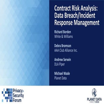 Contract Risk Analysis Data Breach/Incident Response Management | PDF