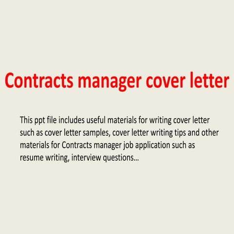 Contracts manager cover letter | PPT