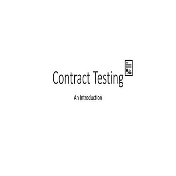 Contract Testing An Introduction Ppt