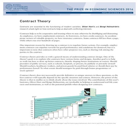 Contract Theory - The Nobel Prize in Economic Sciences 2016 | PDF