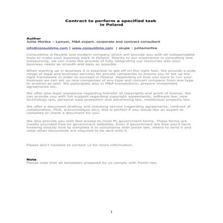 Contract to perform a specified task eng | PDF