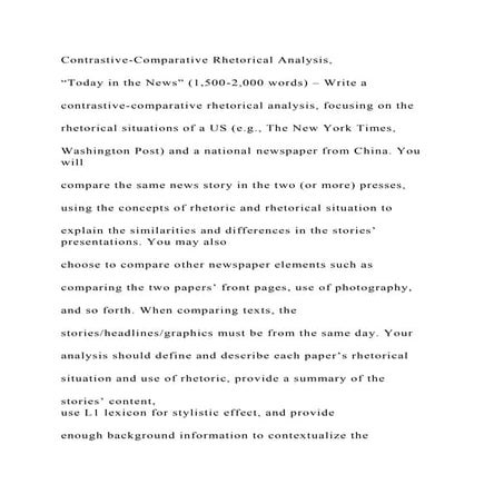Contrastive-Comparative Rhetorical Analysis,Today in the News” | DOCX
