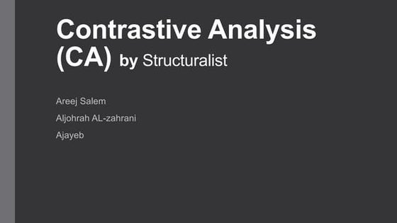 Contrastive analysis- Shaim Chaudry | PPT