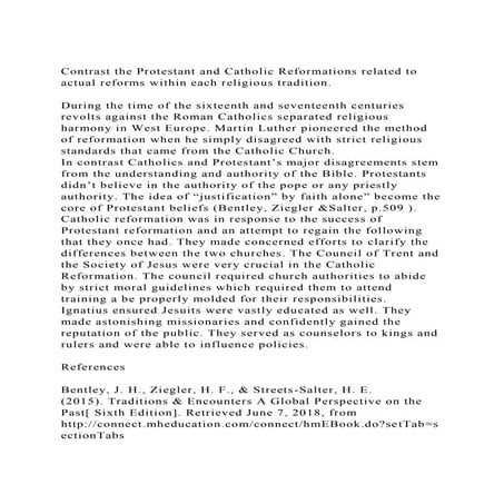 Contrast the Protestant and Catholic Reformations related to actua.docx