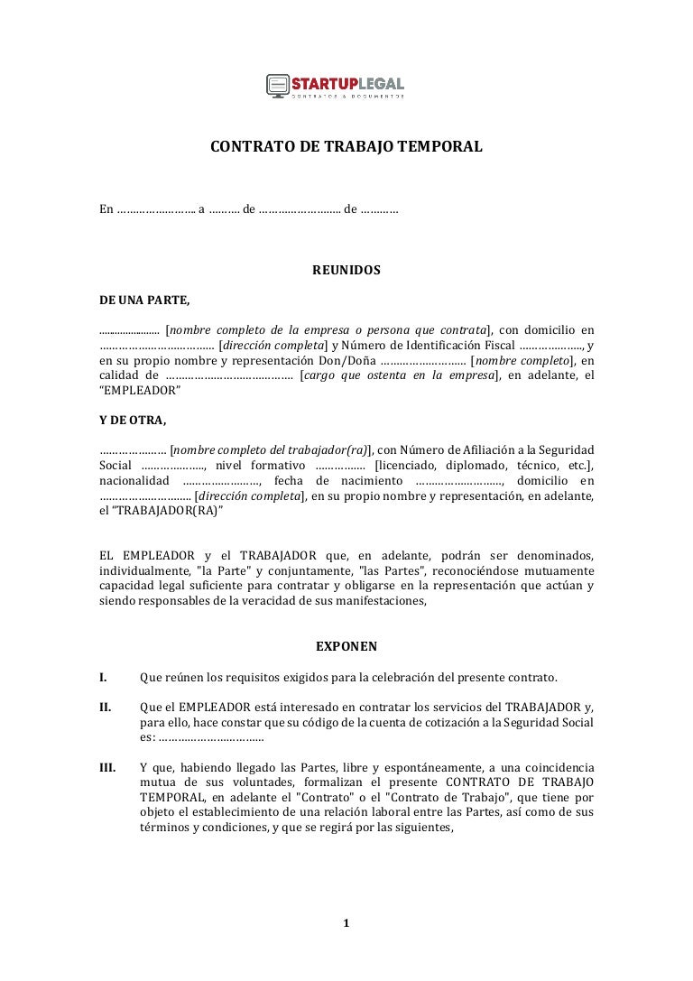 Contrato De Trabajo Temporal