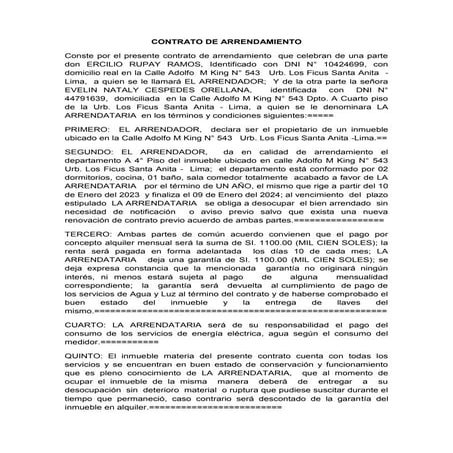 Contrato De Arrendamiento Pdf