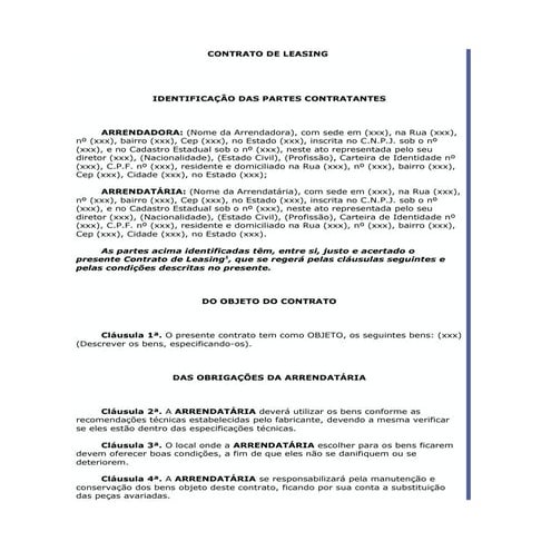 Contrato De Leasing | DOC