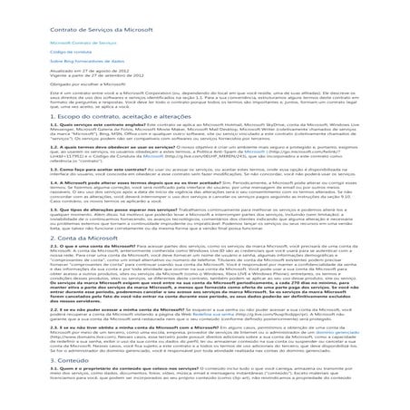 Contrato microsoft serviços live | PDF