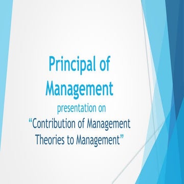 Contribution of management theories to management | PPT
