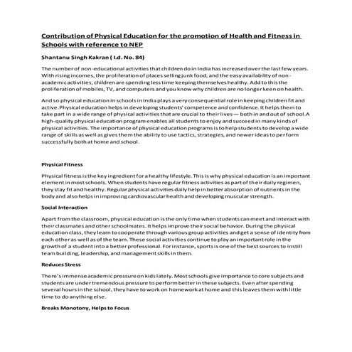 Contribution of Physical Education for the promotion of health and ...