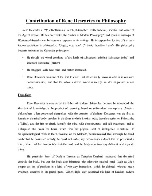 The concept of Rationalism and Rene Descartes | PPT