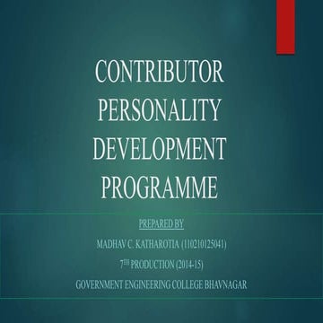 Contribution personality development by mck madhav | PPTX ...