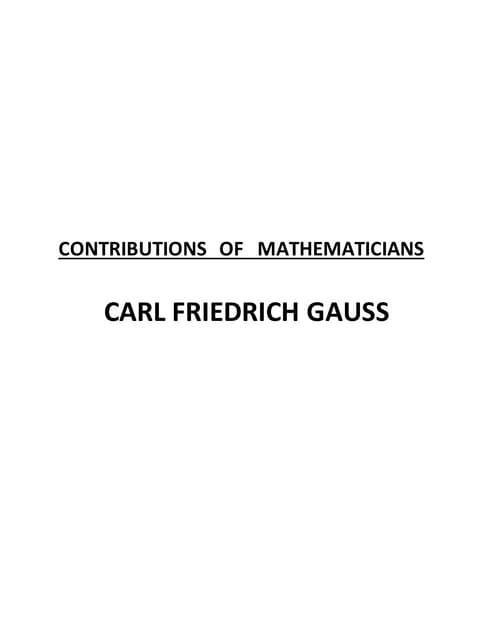 Carl friedrich gauss | PDF