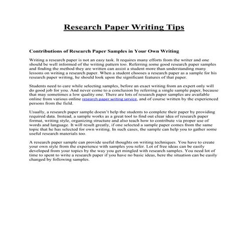 Research Paper Writing Tips | PDF