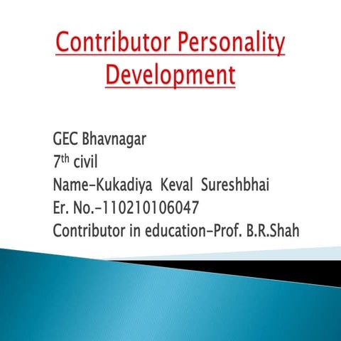 Contributor personality development | PPTX