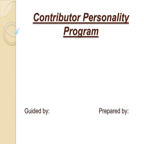 Contributor personality program | PPTX