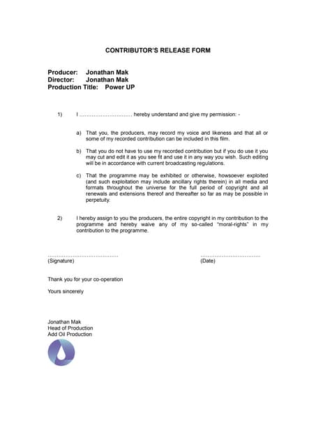 Contributor Release Form | PDF