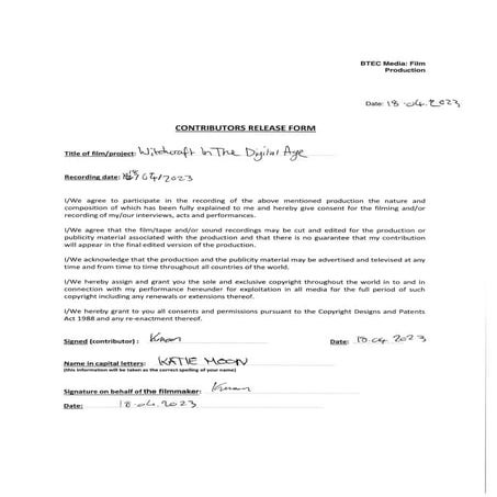 Contributor Release Form Bbc Pdf