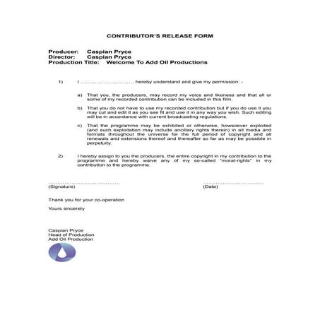 Contributor Release Form | PDF