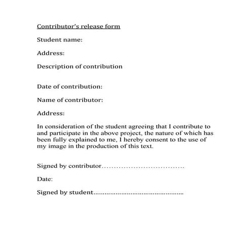 Contributor’s release form | DOCX
