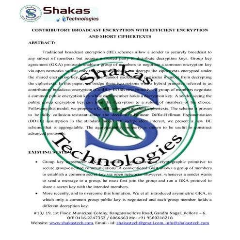 Contributory broadcast encryption with efficient encryption and short ciphertexts | PDF ...