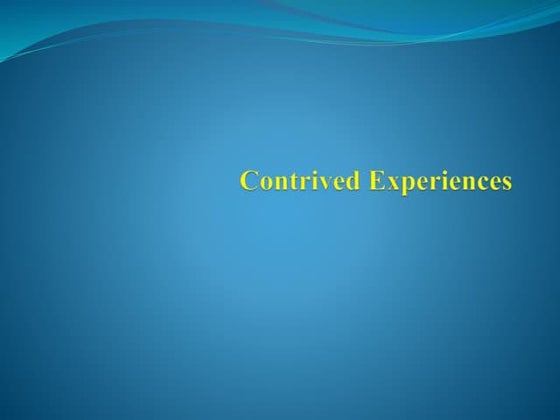 Lesson 6 contrived experience | PPT | Science